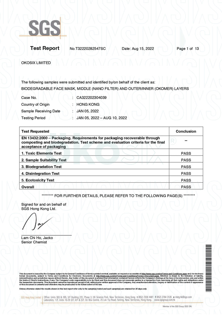 Product certification – ÖKOSIX
