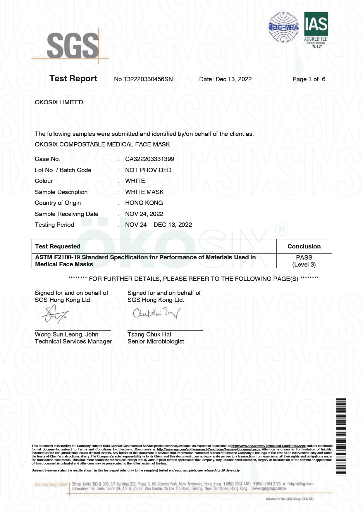 Product certification – ÖKOSIX